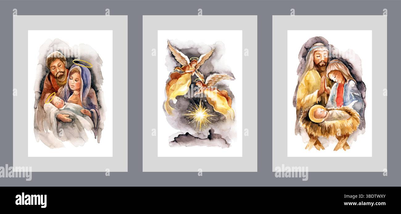 Christian icons with virgin mary holding jesus in arms and angels ...