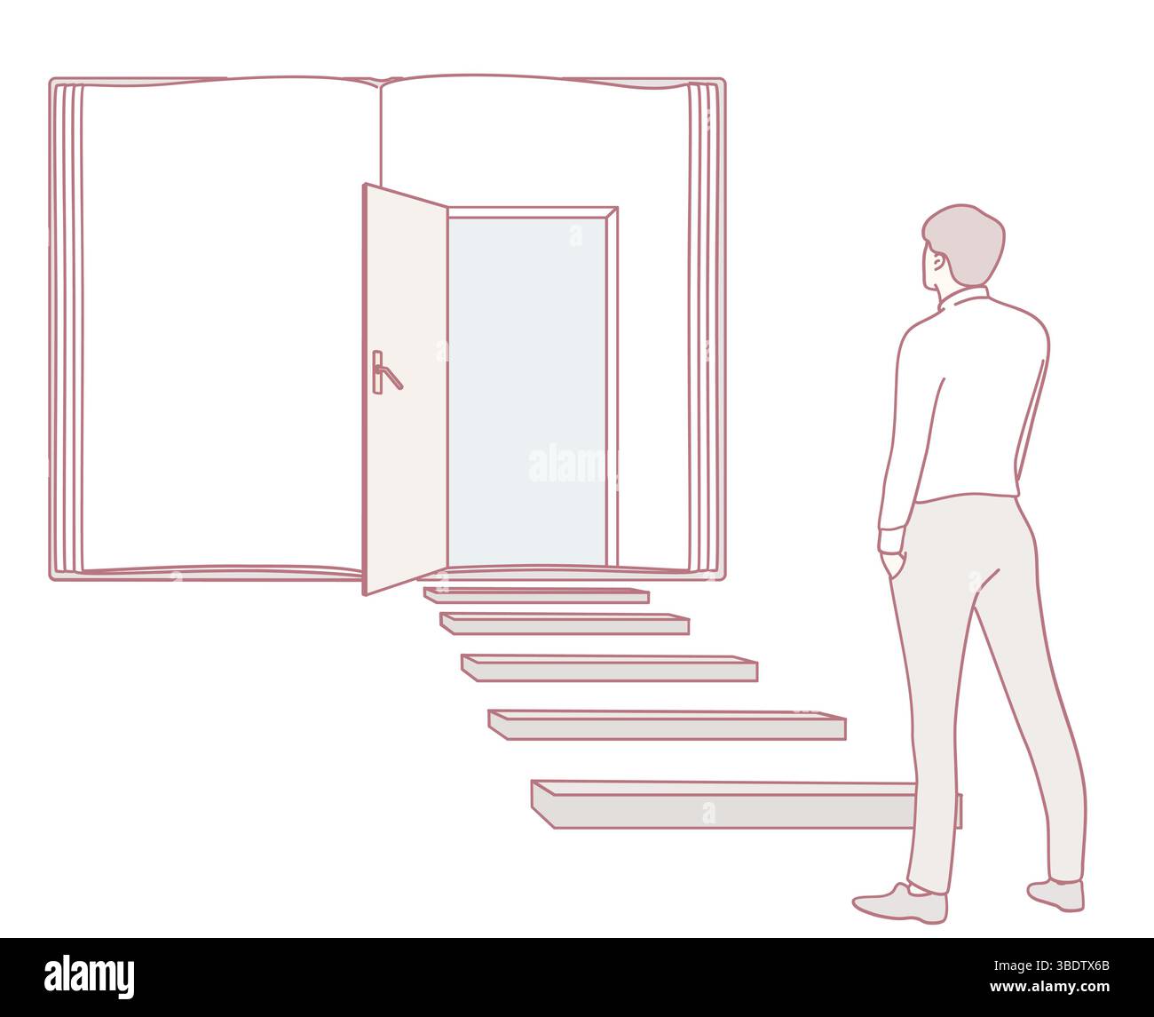 An illustration of an open book with a door, symbolizing new beginnings ...
