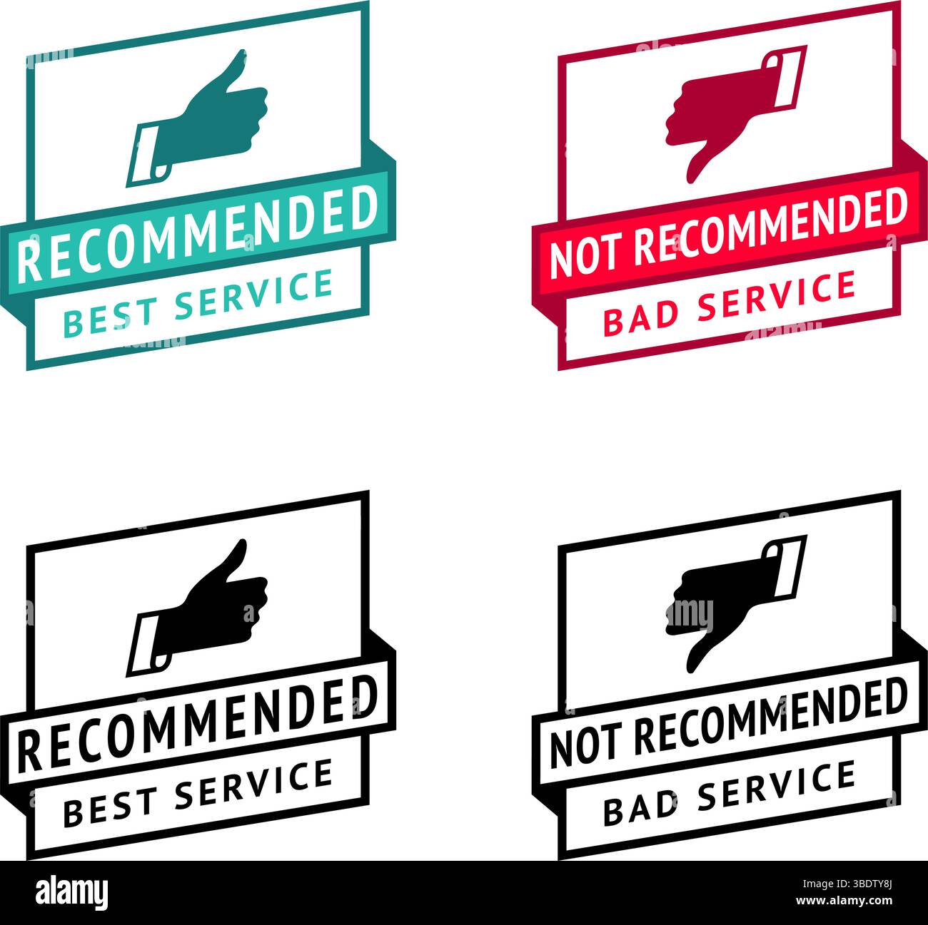 Set of badge like and dislike, thumbs up and thumbs down symbols ...