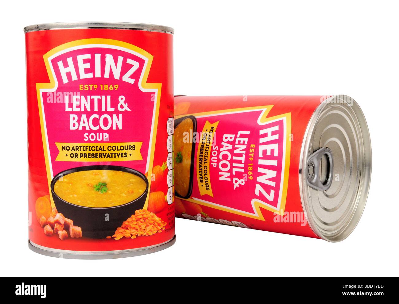Heinz lentil and bacon soup in a 400g ring pull tin can Stock Photo - Alamy