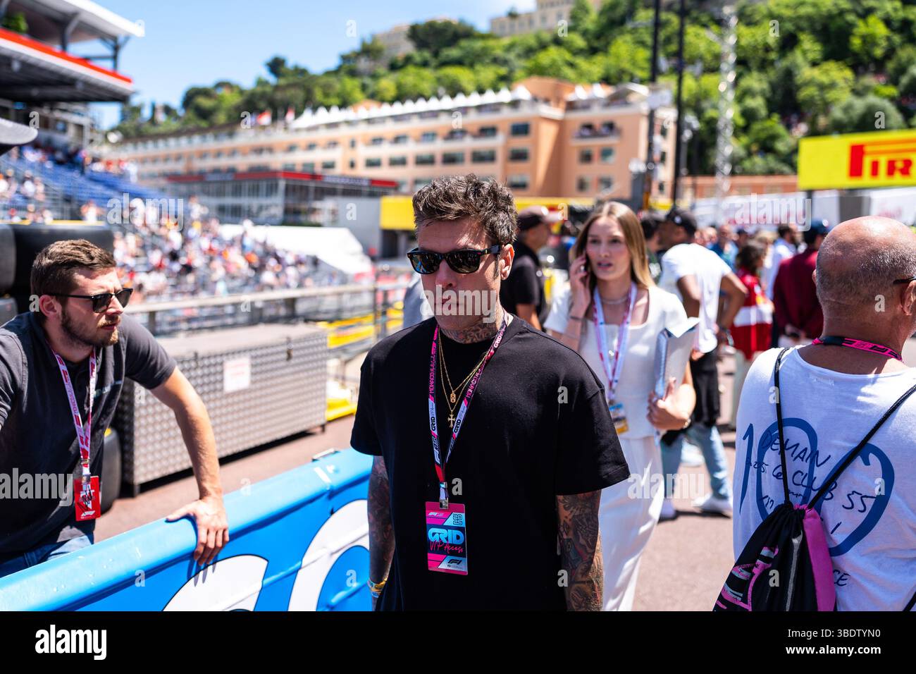 Monaco, Monaco. 25th May, 2025. Italian singer Fedez in the pit lane of ...