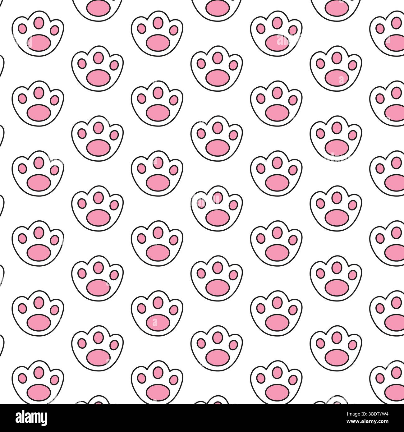 Bunny footprint vector seamless pattern. Colorful rabbit foot step ...