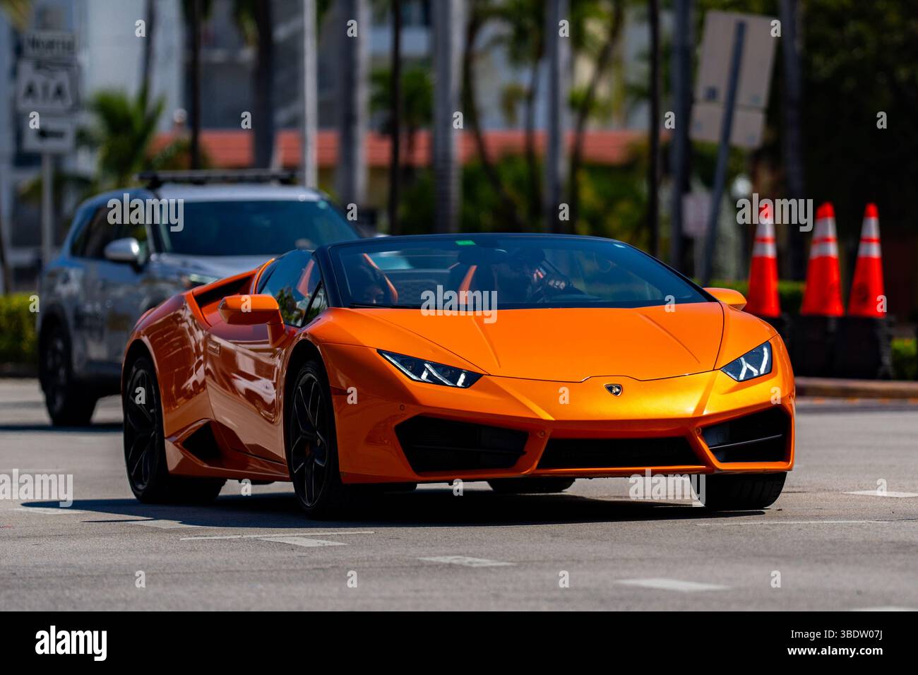 April 3, 2025. Miami. Lambo concept. Lamborghini sportscar on summer. Lamborghini supercar ...