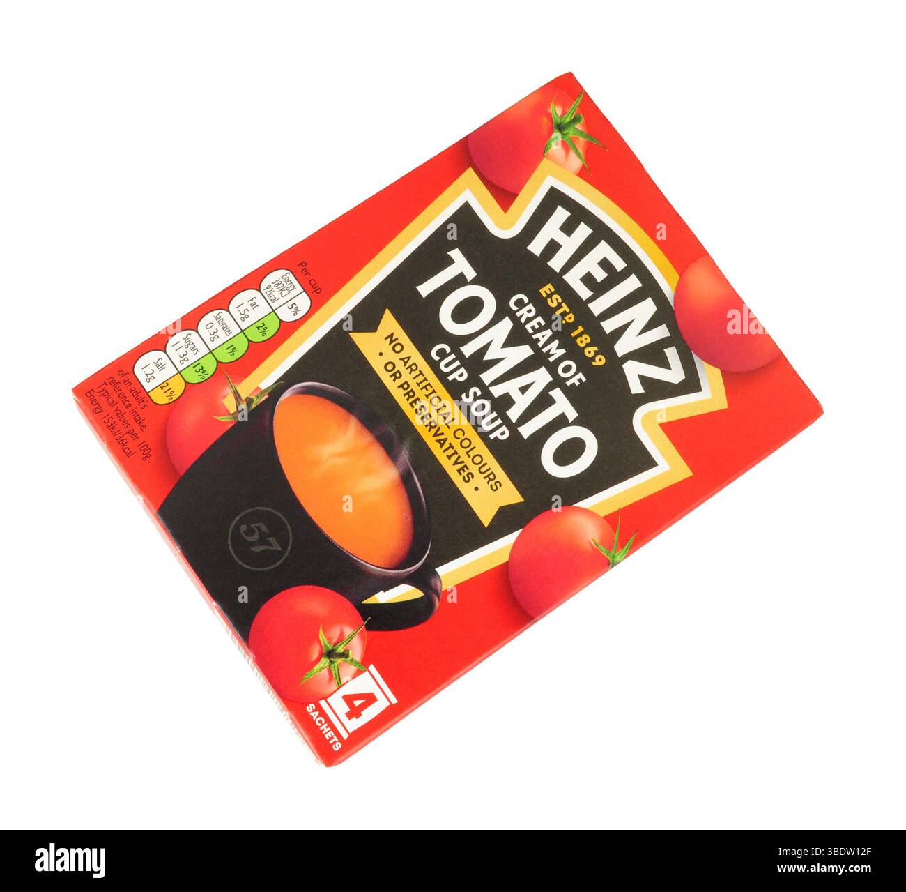Heinz cream of tomato cup soup in a 88g box containing four sachets ...