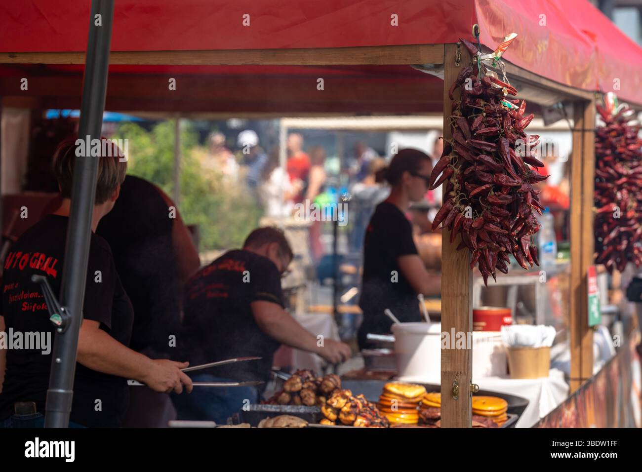 Budapest, Hungary - August 20, 2024: Sizzling grill station at Budapest ...