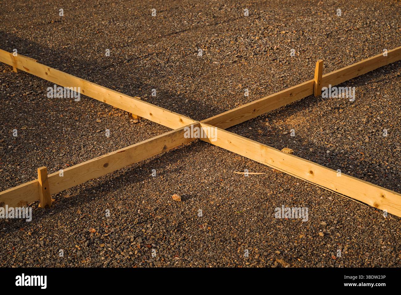 Concrete pouring wooden form formwork as abstract industrial background ...
