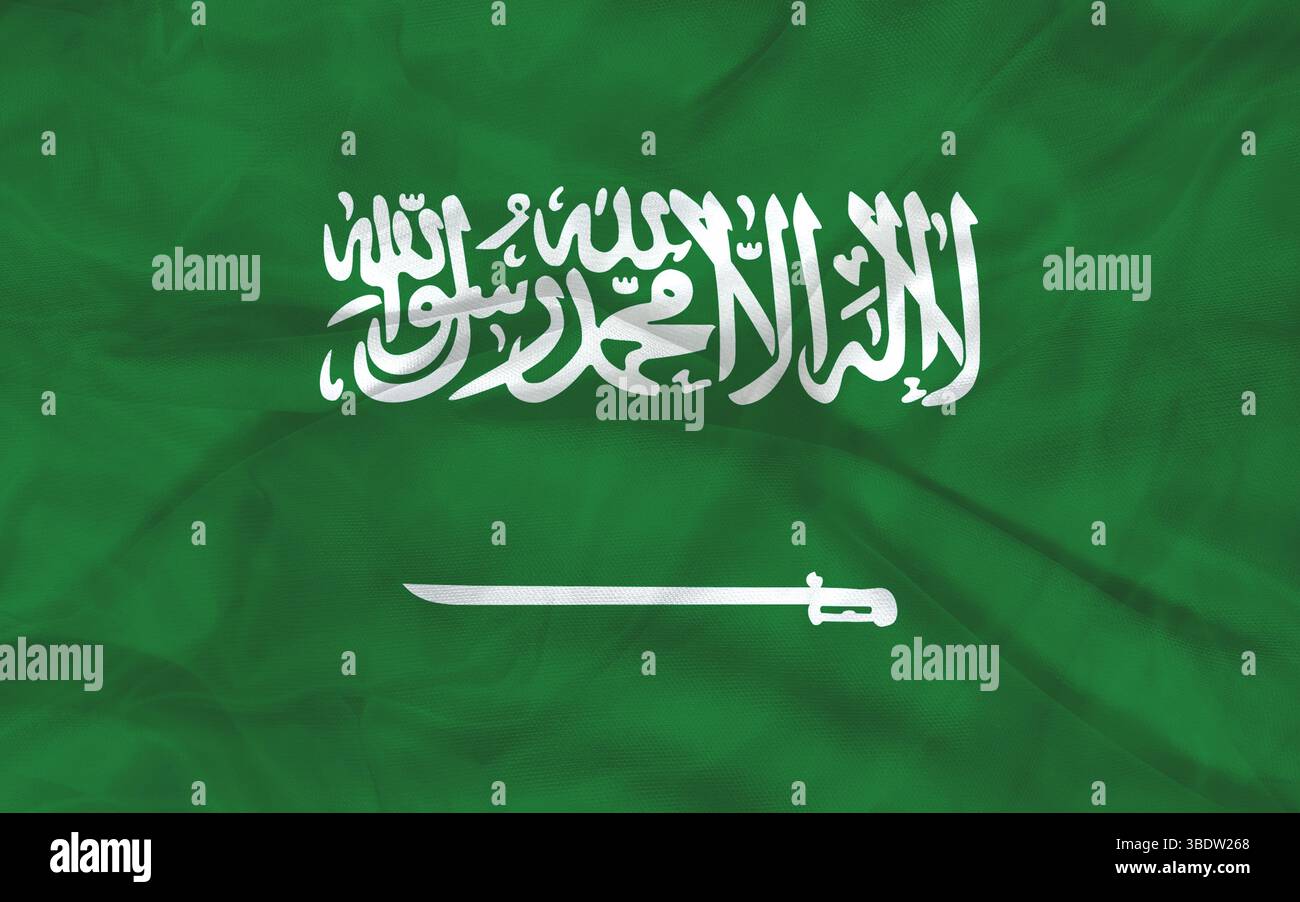 Realistic flag. Saudi Arabia flag blowing in the wind. Background silk ...