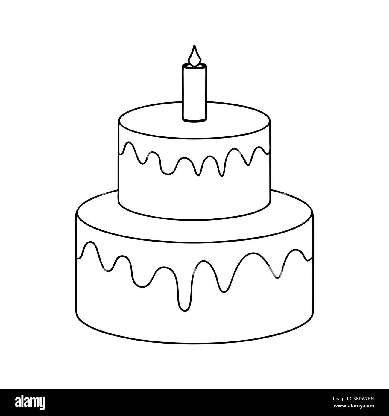 Two-Tier Birthday Cake Outline Stock Vector Image & Art - Alamy