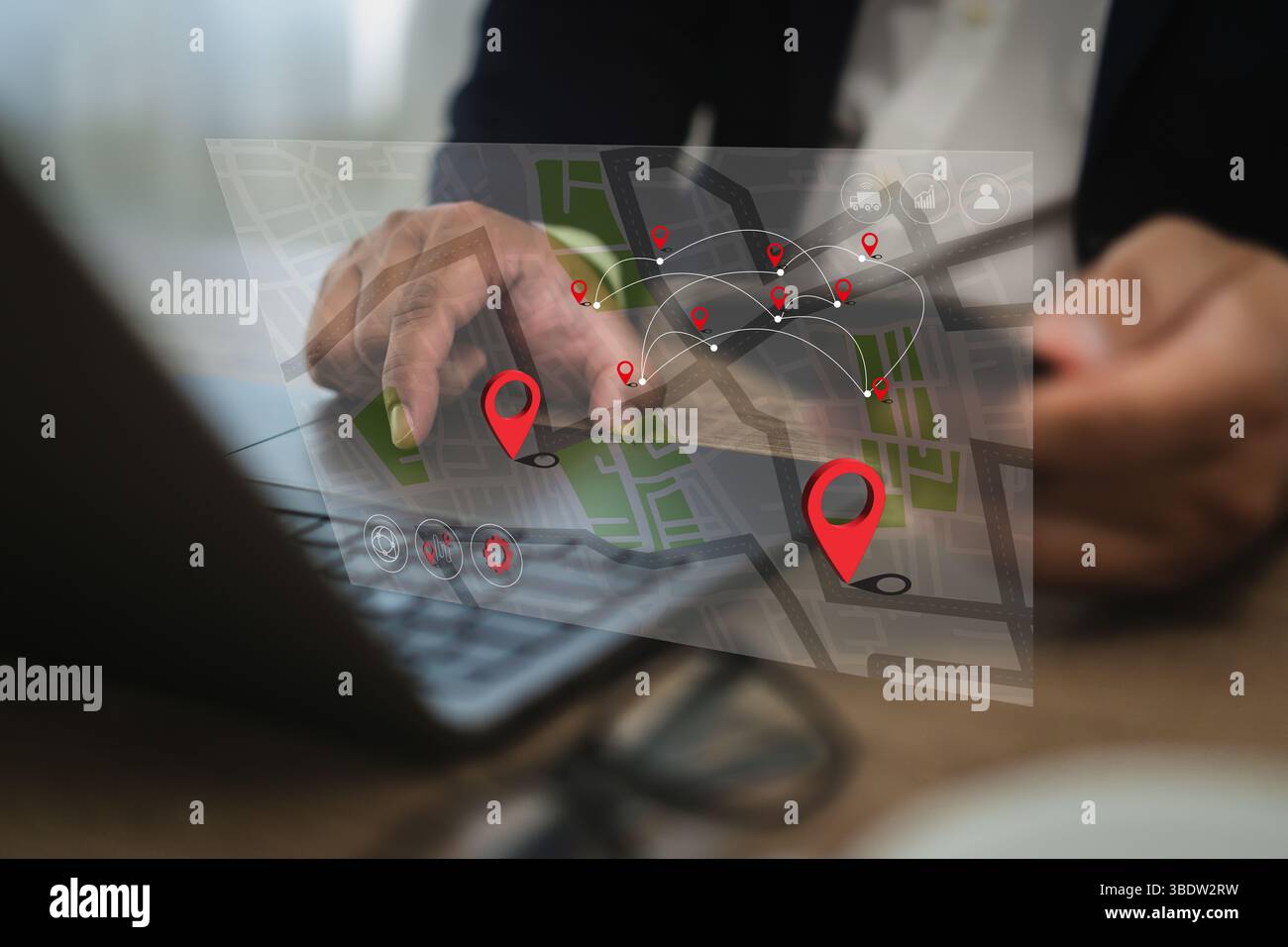 A gps tracking system real-time person interacts with digital map ...