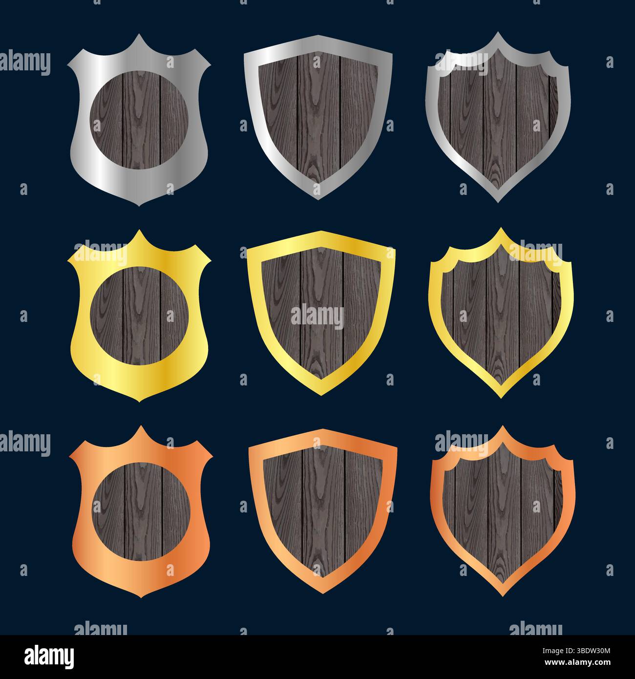 Cartoon shields wooden and metal armor Stock Vector Images - Alamy