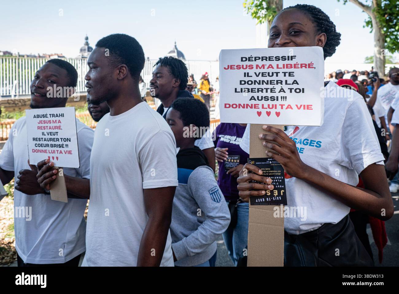 International march for jesus in the streets of Lyon Stock Photo - Alamy