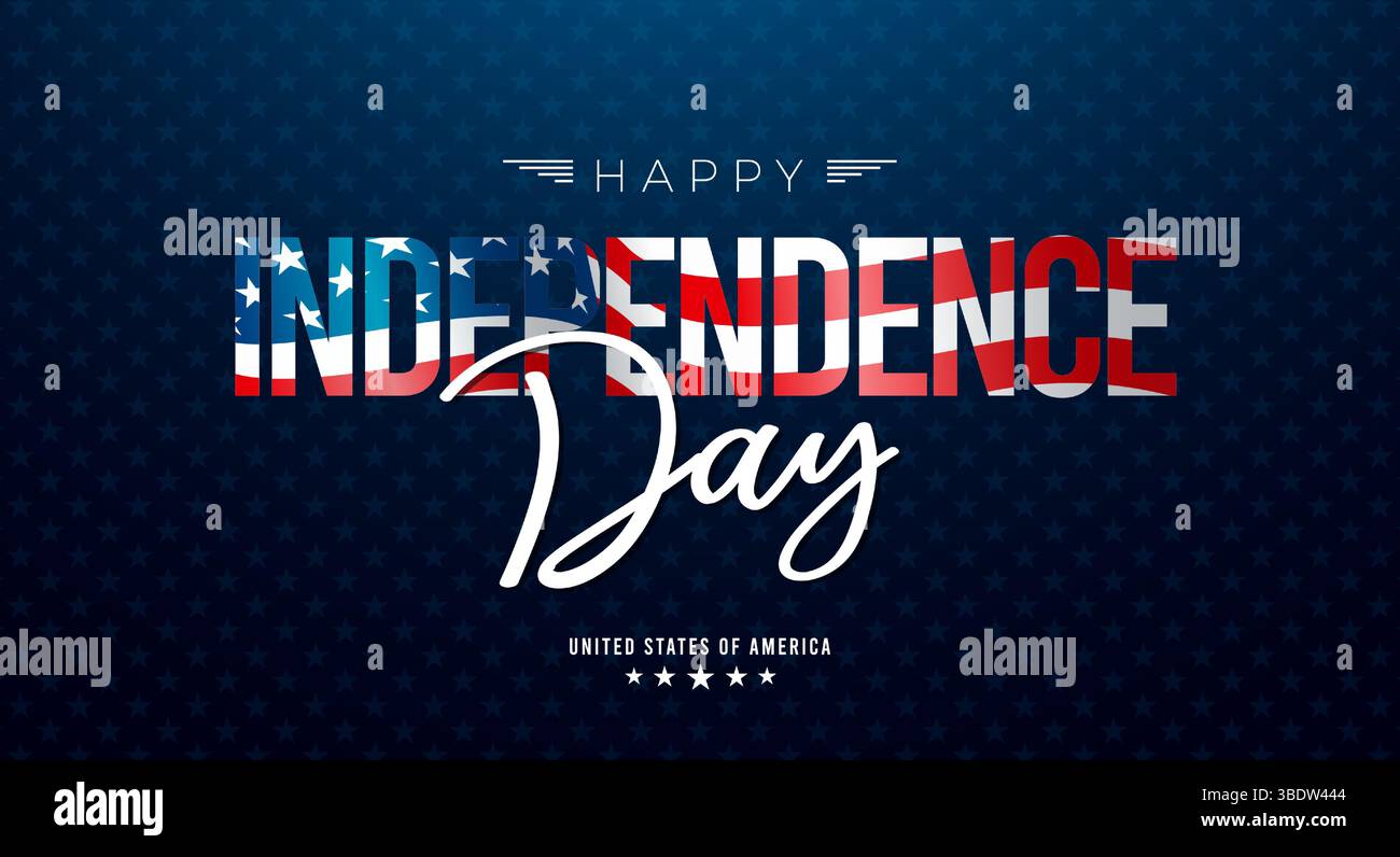 4th of July Independence Day Illustration with American Flag in 3d Text ...