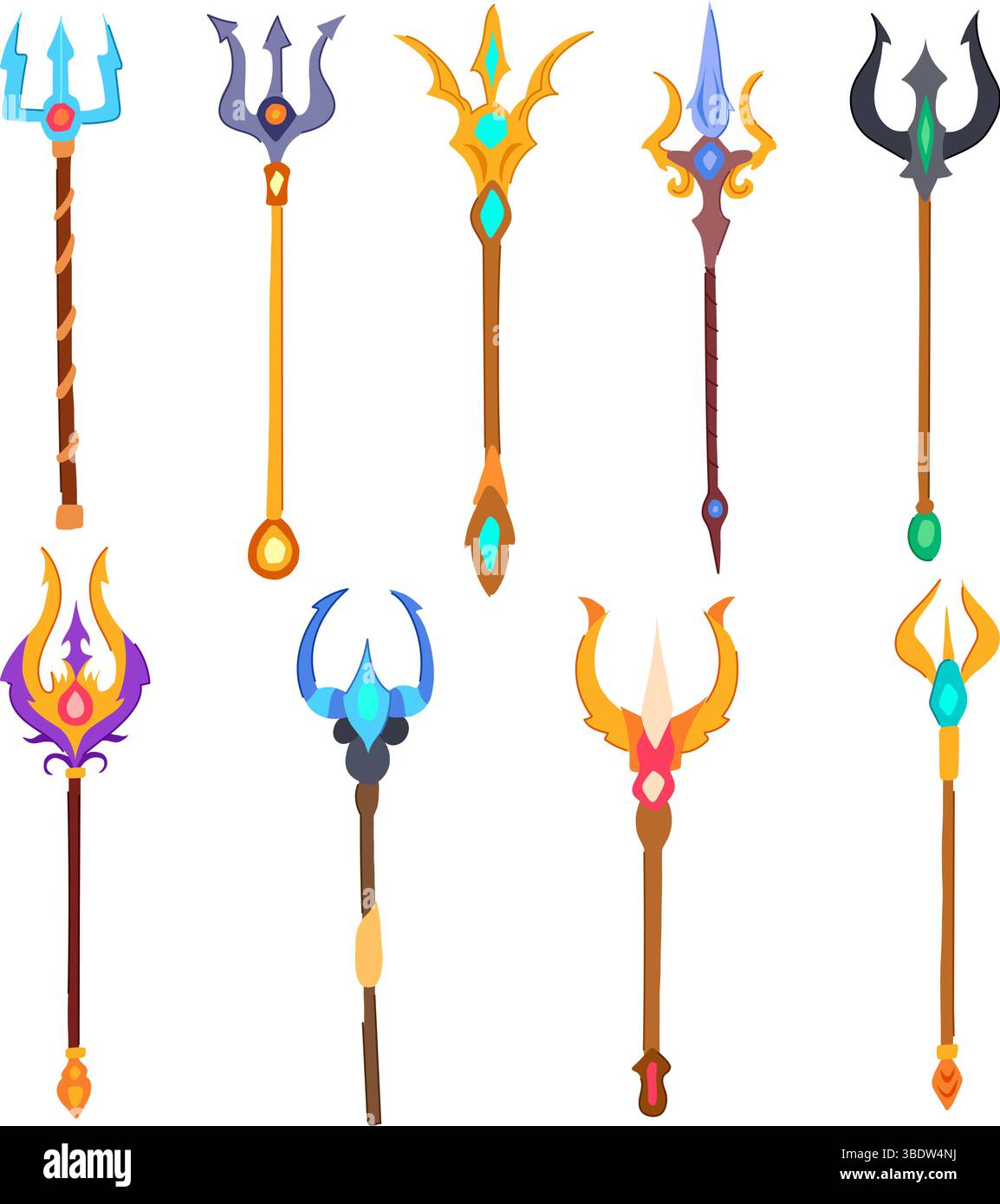 trident magic set cartoon vector illustration Stock Vector Image & Art ...