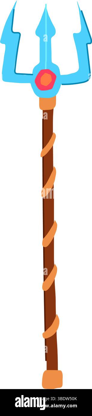 neptune trident magic cartoon vector illustration Stock Vector Image ...