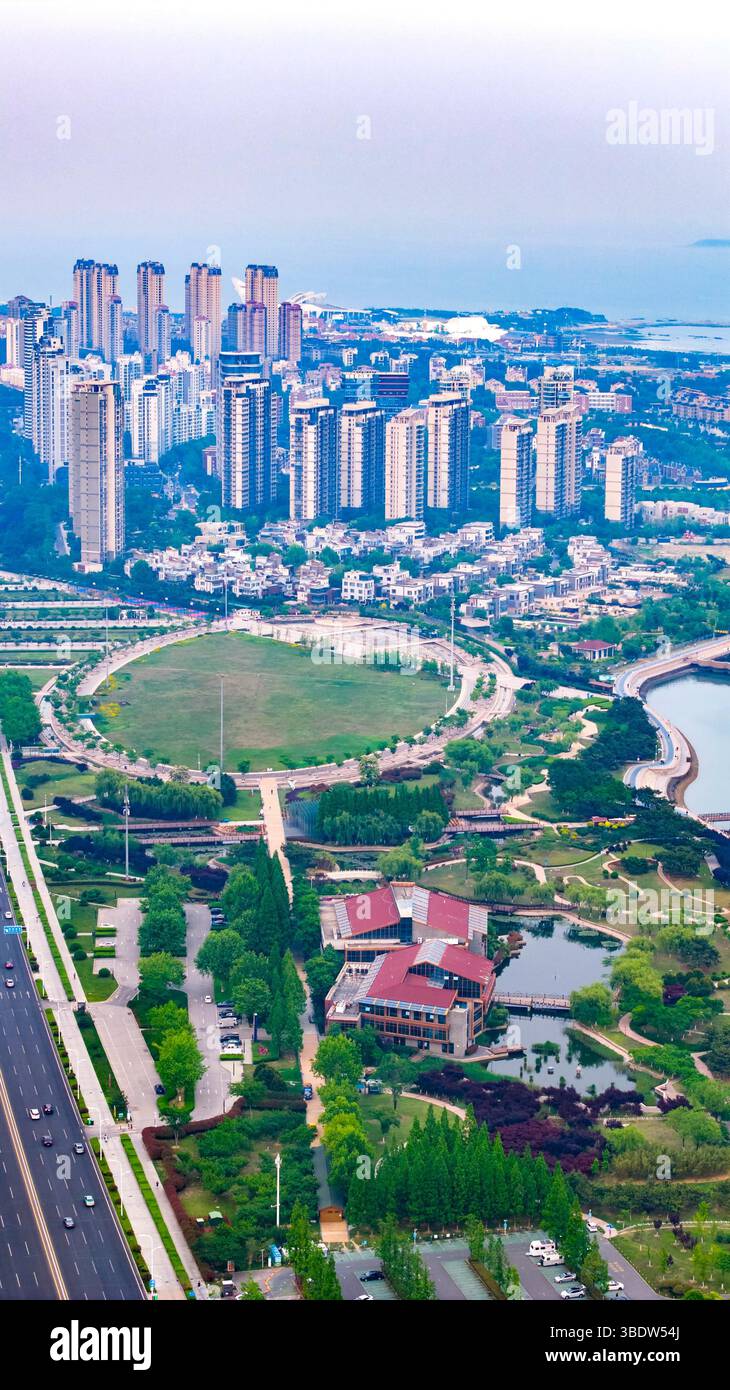 Aerial photo shows the cityscape in Qingdao City, east China's Shandong ...