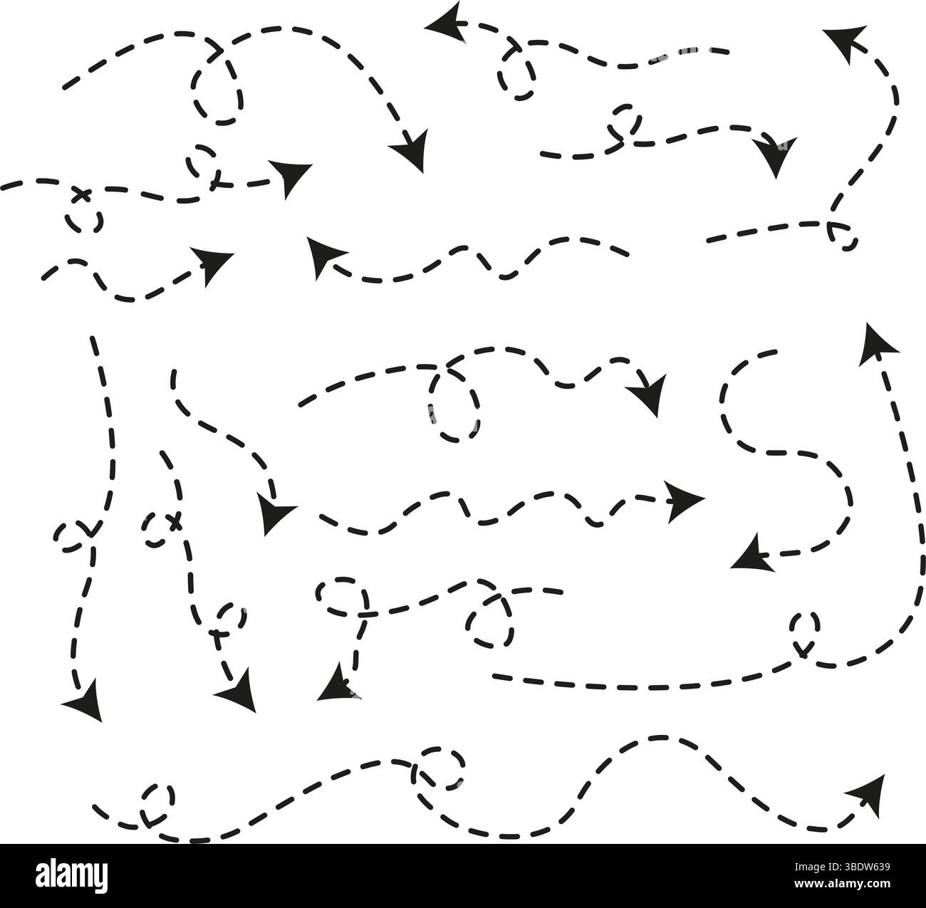 Abstract background with dash arrows going down, right, up. Vector ...