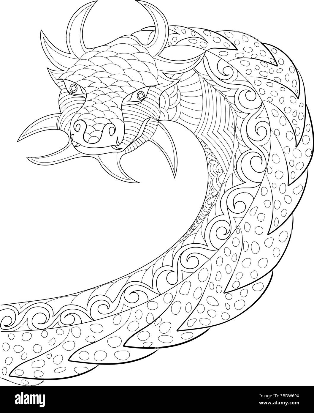 Detailed japanese dragon tattoo Black and White Stock Photos & Images ...