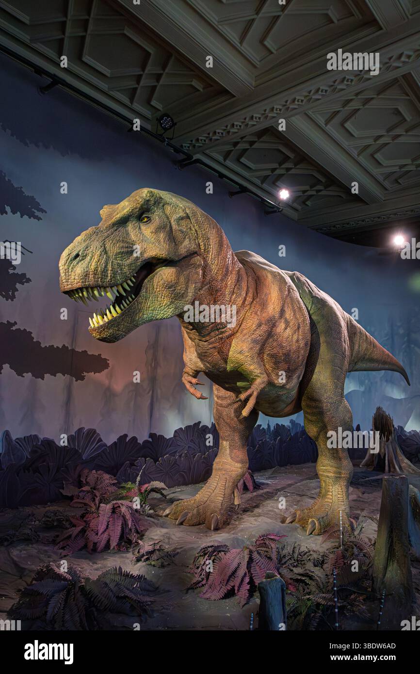 London, England-April 20, 2025: Tyrannosaurus Rex - A life-sized ...