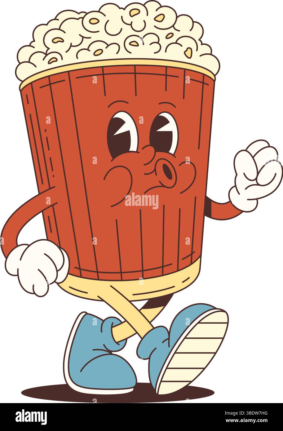 Playful popcorn mascot with bright smile and animated gesture in ...