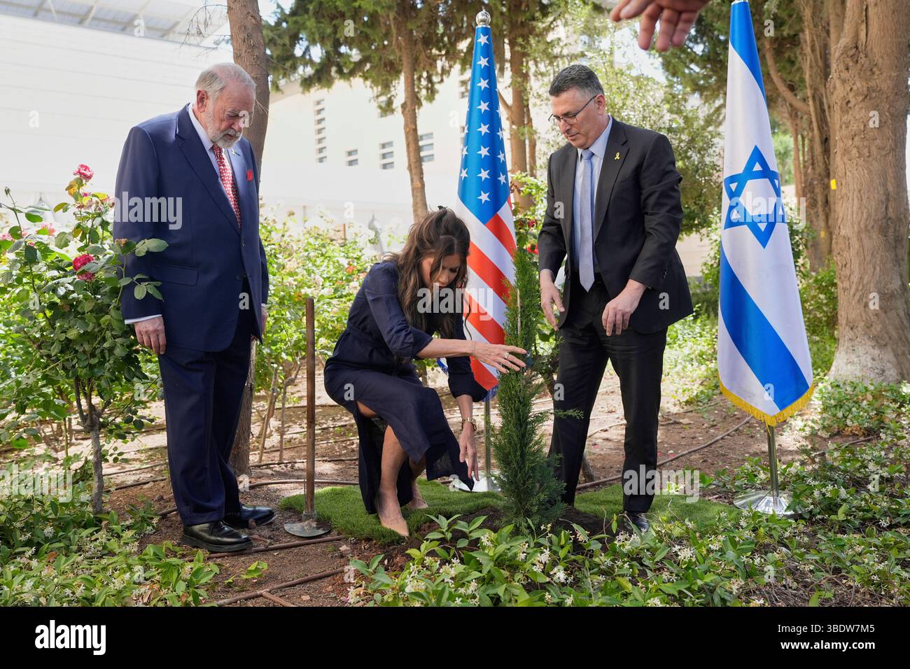 U.S. Homeland Security Secretary Kristi Noem, center, and Israel's ...