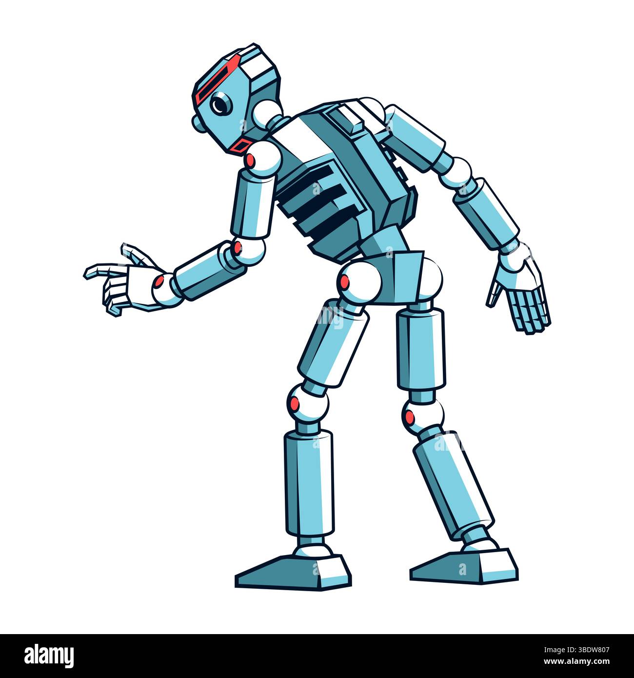 Robot shown from the back, pressing something with its finger Stock ...