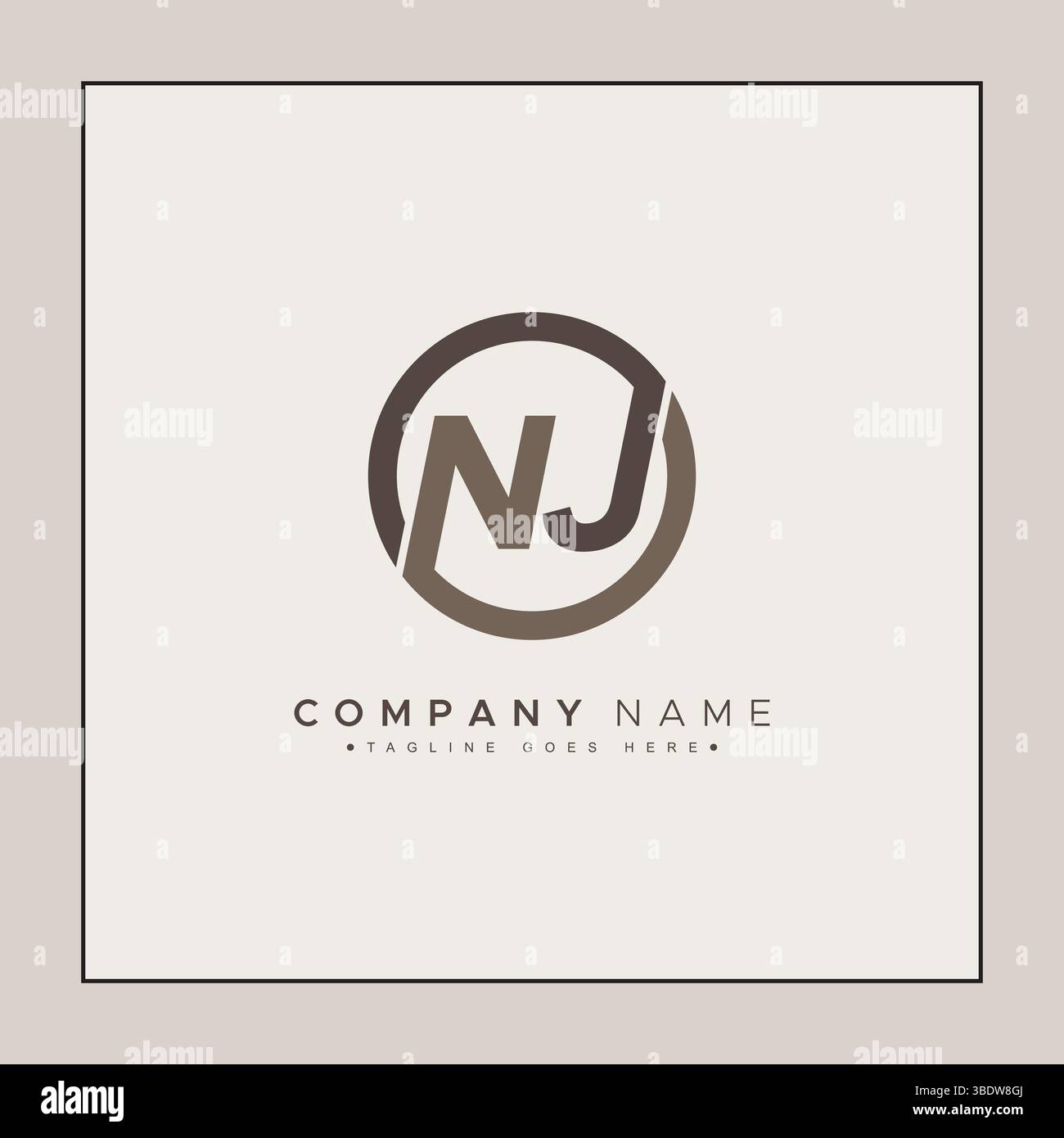 Abstract Letter NJ Logo - Initial Monogram Template for Alphabet N and J Stock Vector Image ...