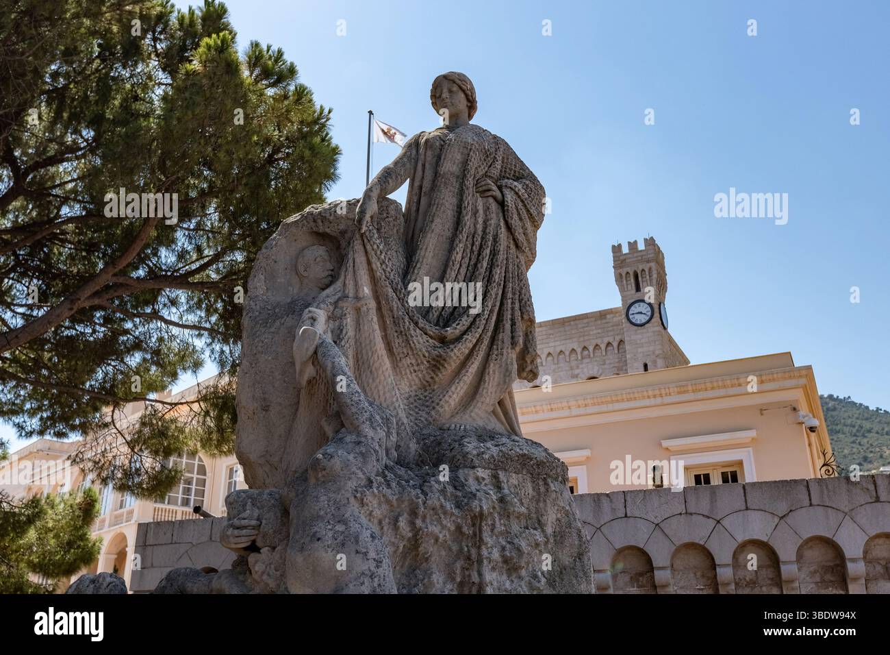 Statue of François Grimaldi disguised as a monk outside the Prince's ...