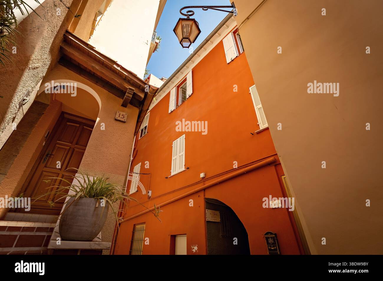 Historical house in the Monaco ville old town in the Kingdom of Monaco ...