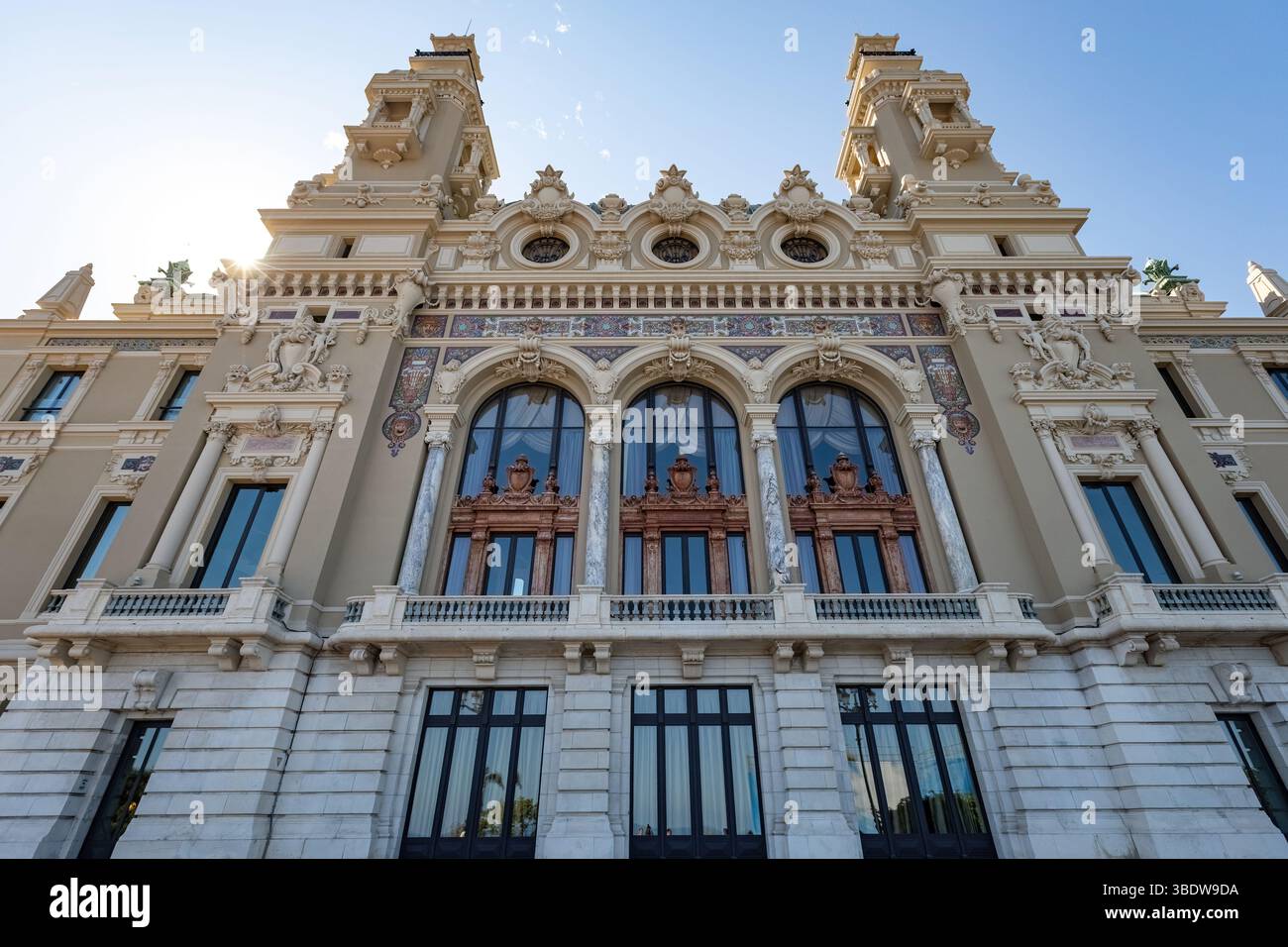 Detailed front facade of the Salle Garnier, the historic opera house ...