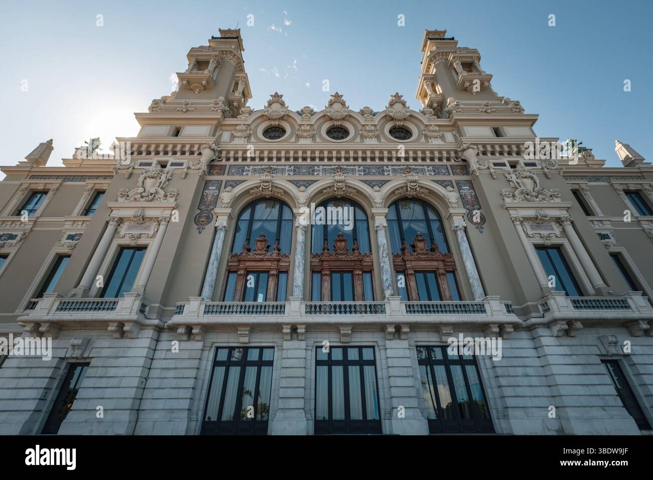 Detailed front facade of the Salle Garnier, the historic opera house ...