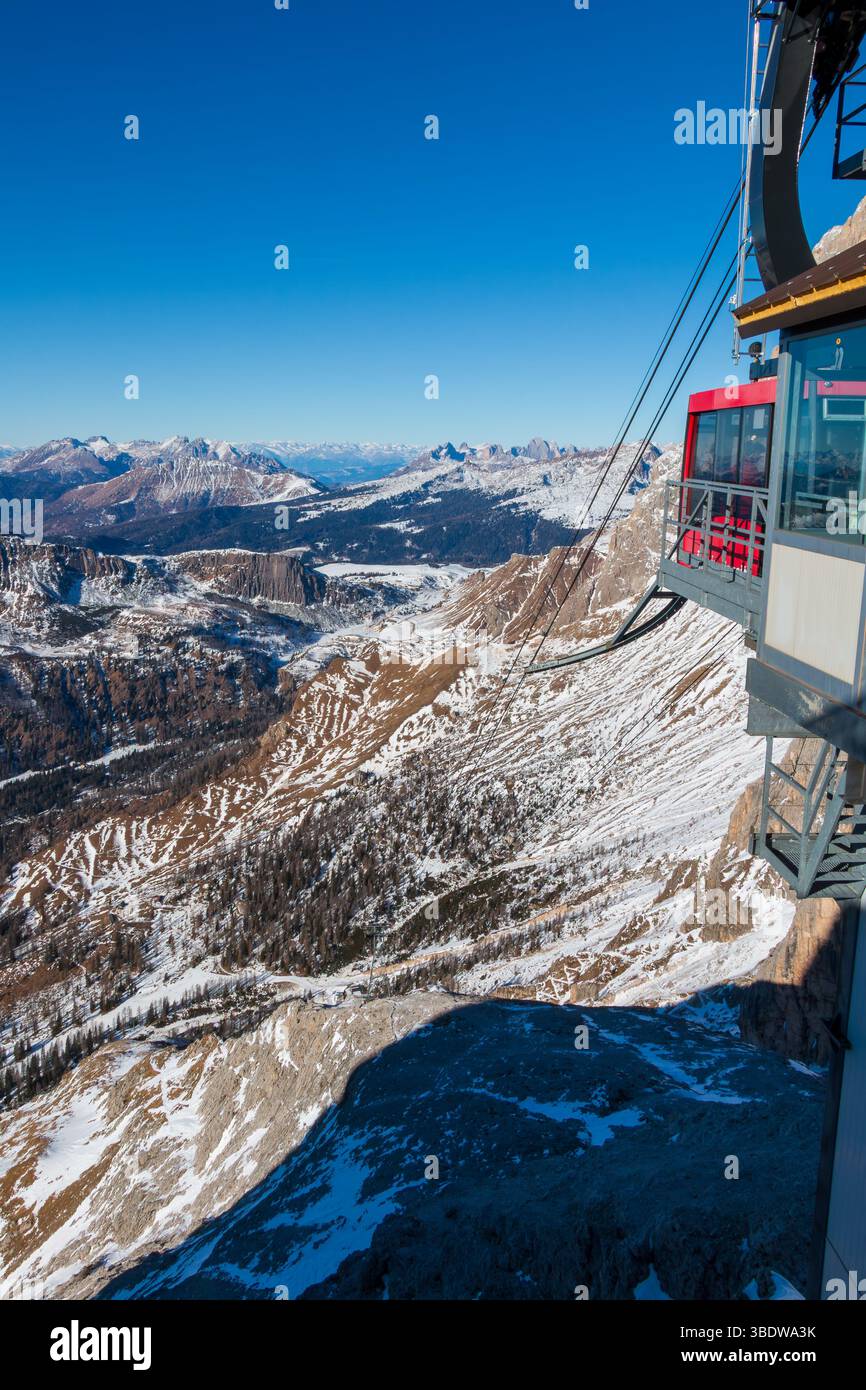 the arrival station of the Rosetta cable car on the Pale di San Martino ...
