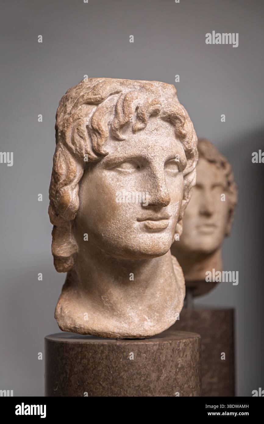 London, England-April 21, 2025: Marble Portrait (Bust) of Alexander the ...