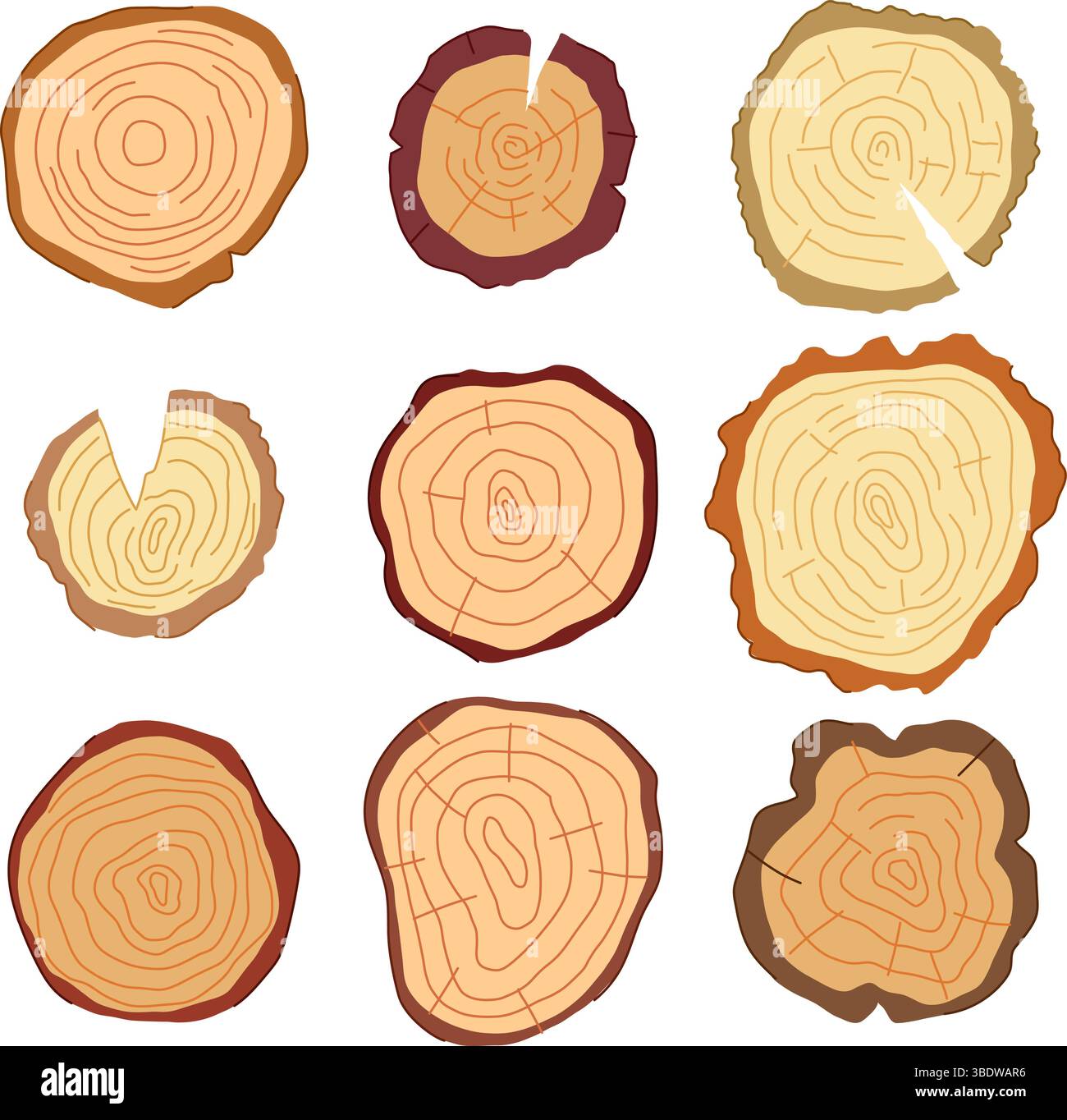 wood circle set cartoon vector illustration Stock Vector Image & Art ...