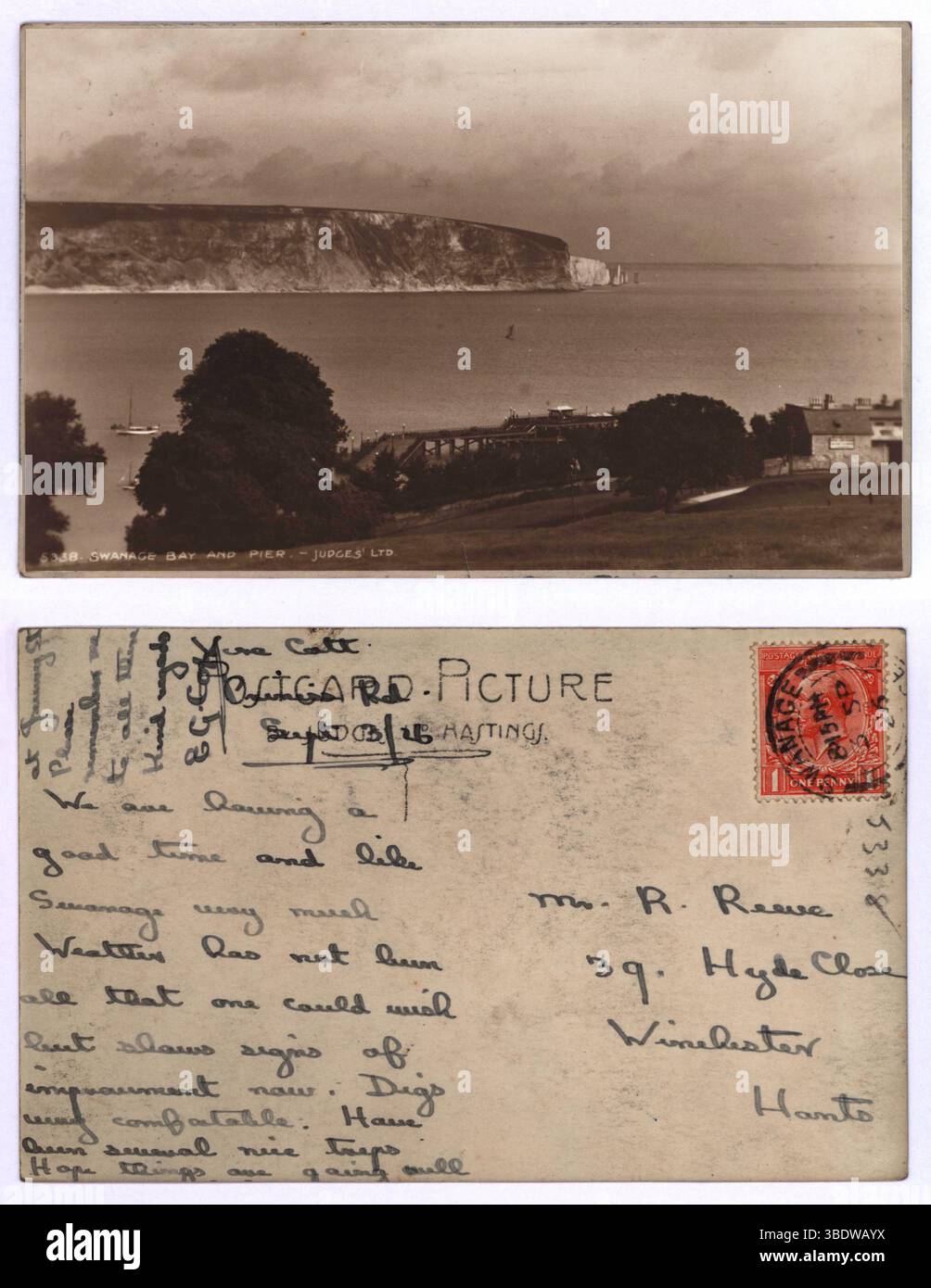 Judges' Postcard 5338. SWANAGE BAY AND PIER.—JUDGES’ LTD Stock Photo ...