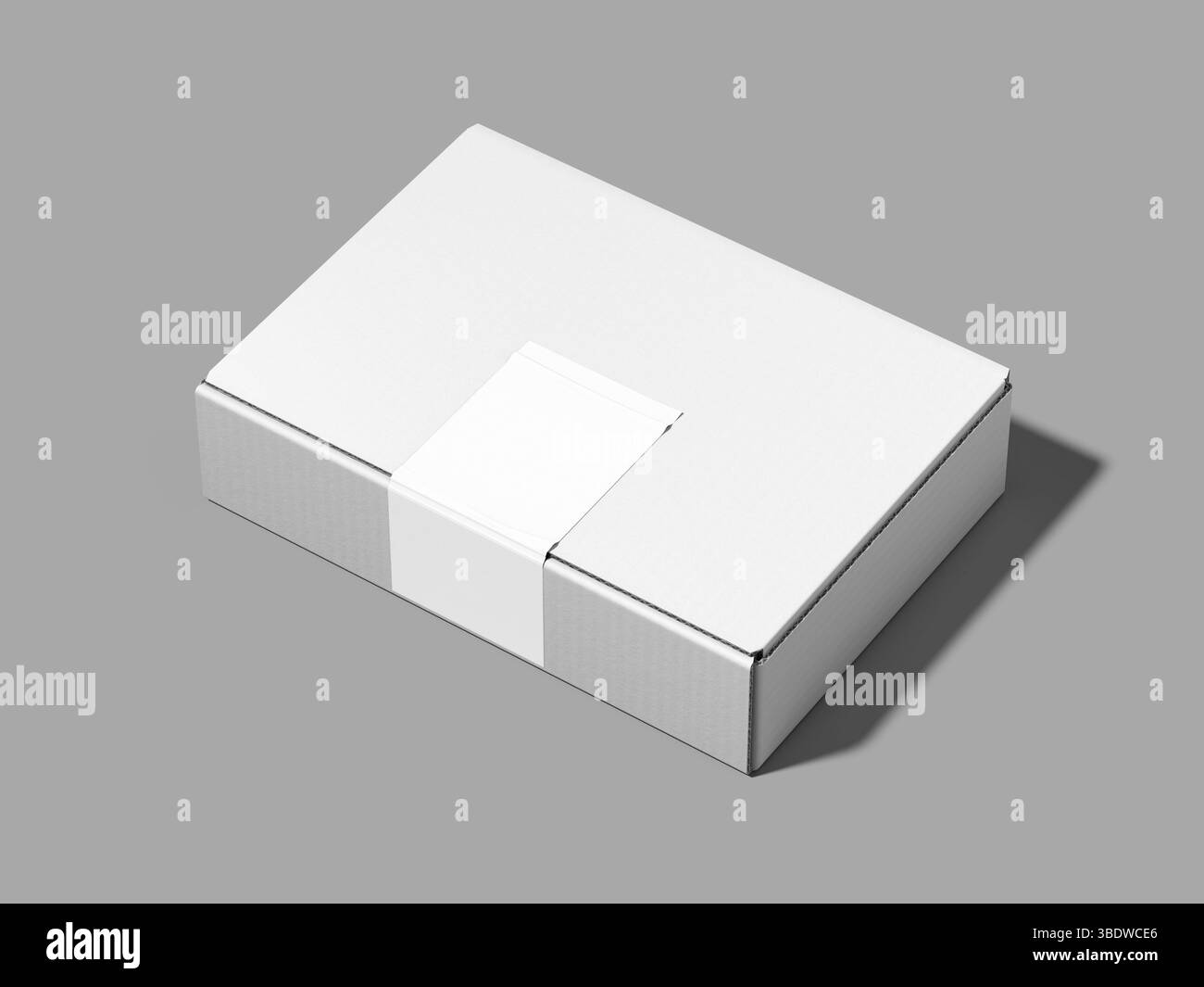 White Blank Box with Sticker Label Mockup 3D Rendering Stock Photo - Alamy