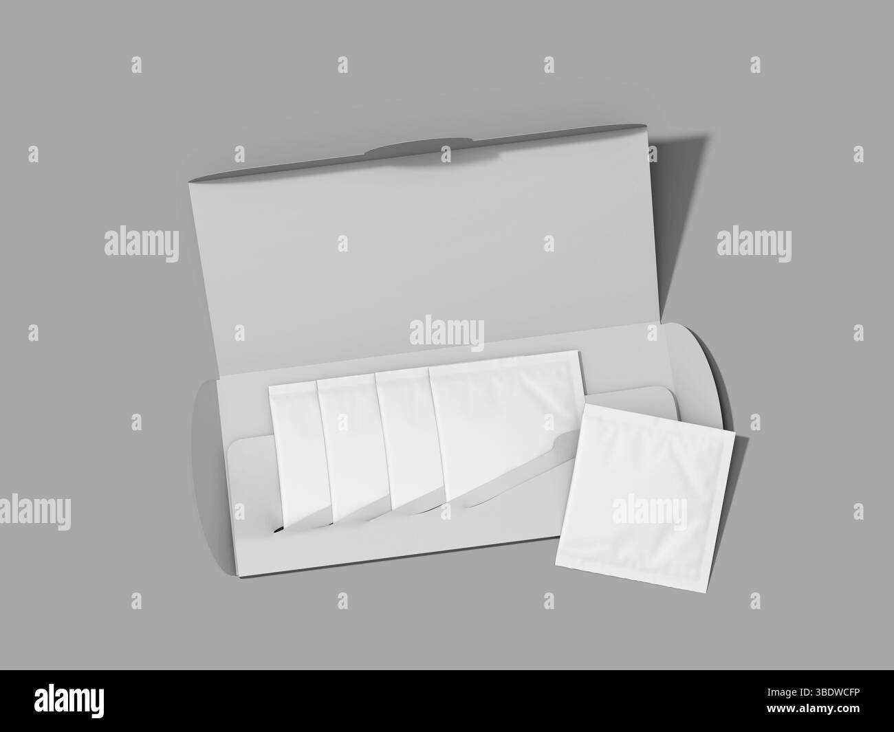 White Blank Sachet with Packaging Mockup 3D Rendering Stock Photo - Alamy