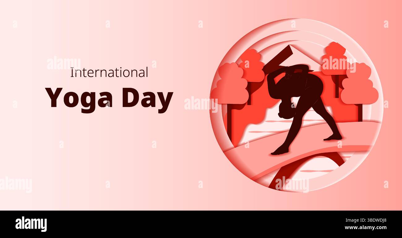 International Yoga Day. Horizontal template. Parshvottanasana pose ...