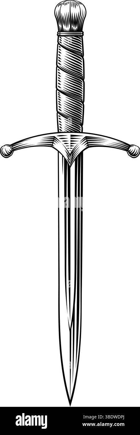 Dagger Medieval Knight Knife Sword Vintage Woodcut Stock Vector Image ...