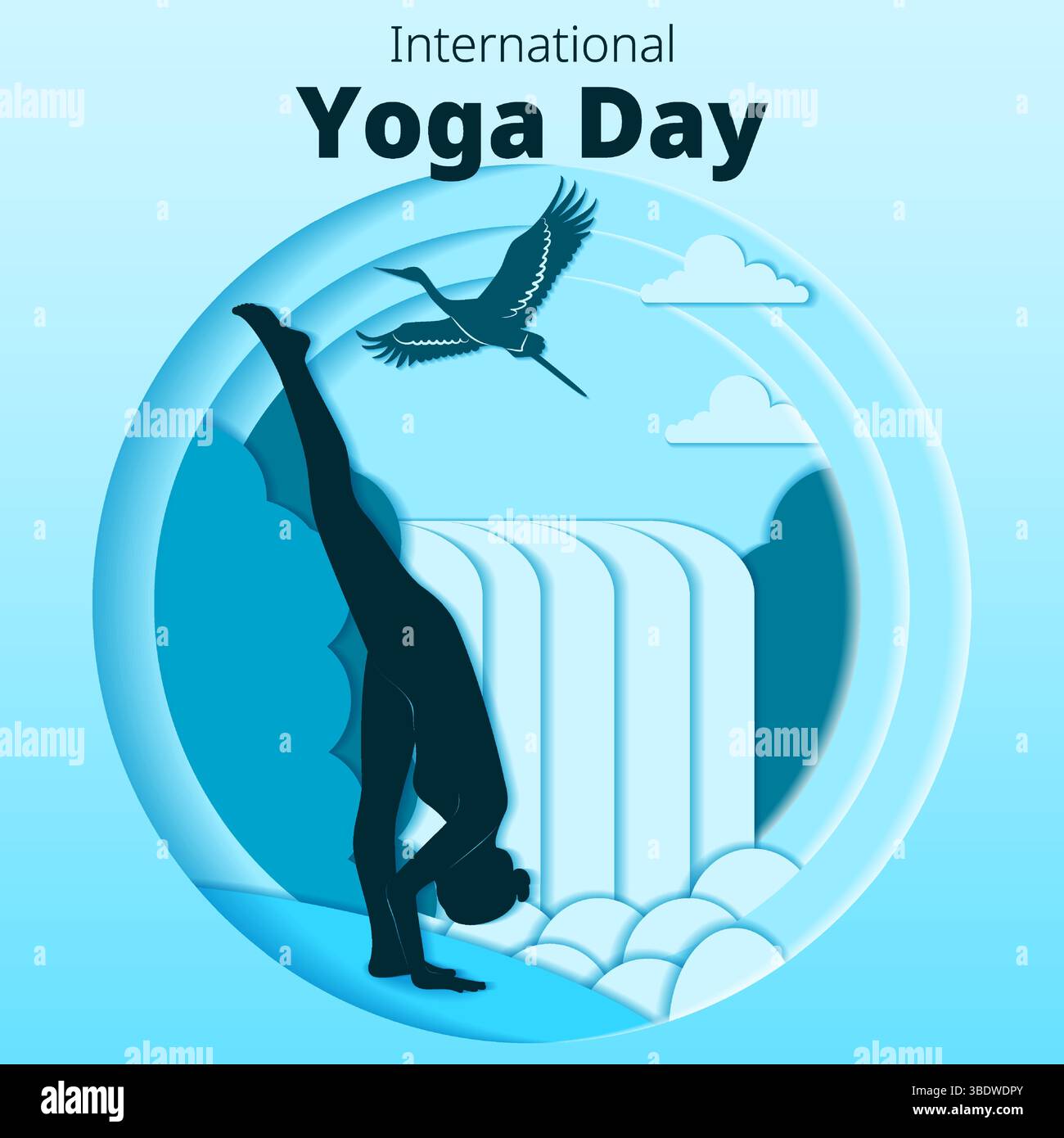International Yoga Day. Square template. Urdhva Prasarita Eka Padasana ...