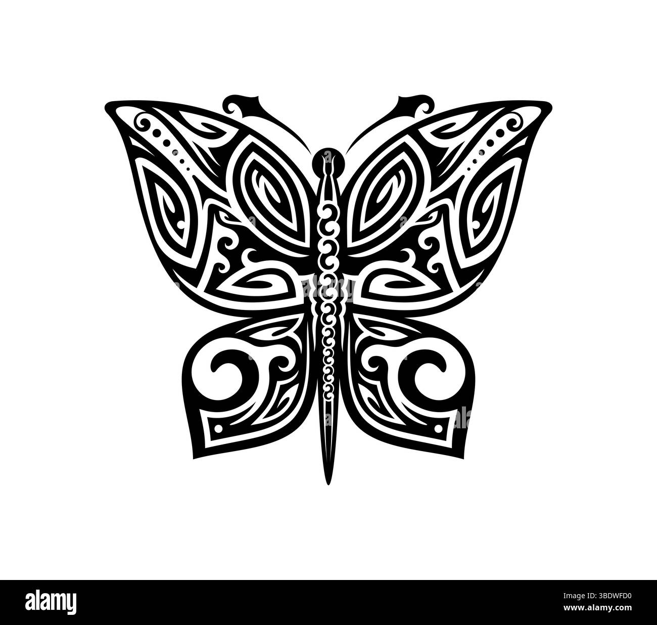 New Zealand Maori tribal butterfly animal tattoo. Polynesian Maori ...