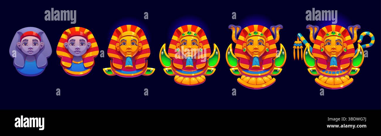 Egypt pharaoh game rating rank badge, level progress. Cartoon vector ...