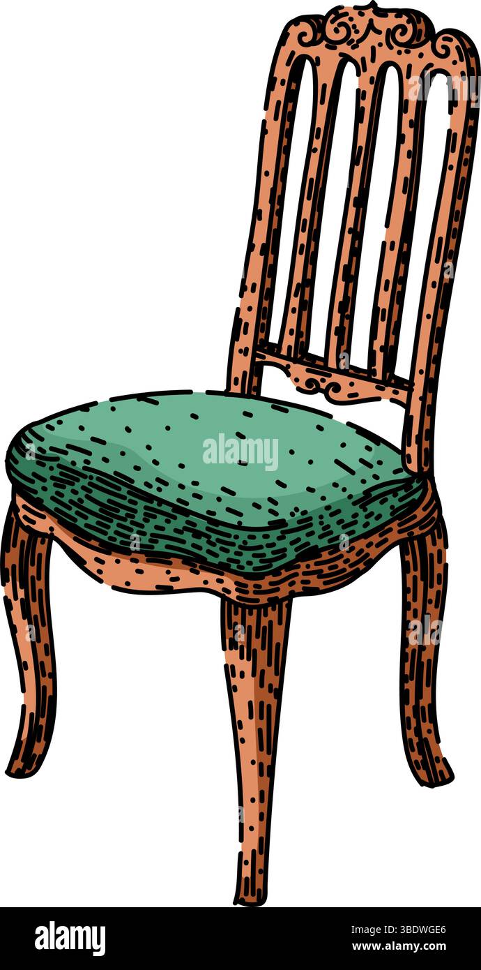 restoration antique chair sketch hand drawn vector Stock Vector Image ...