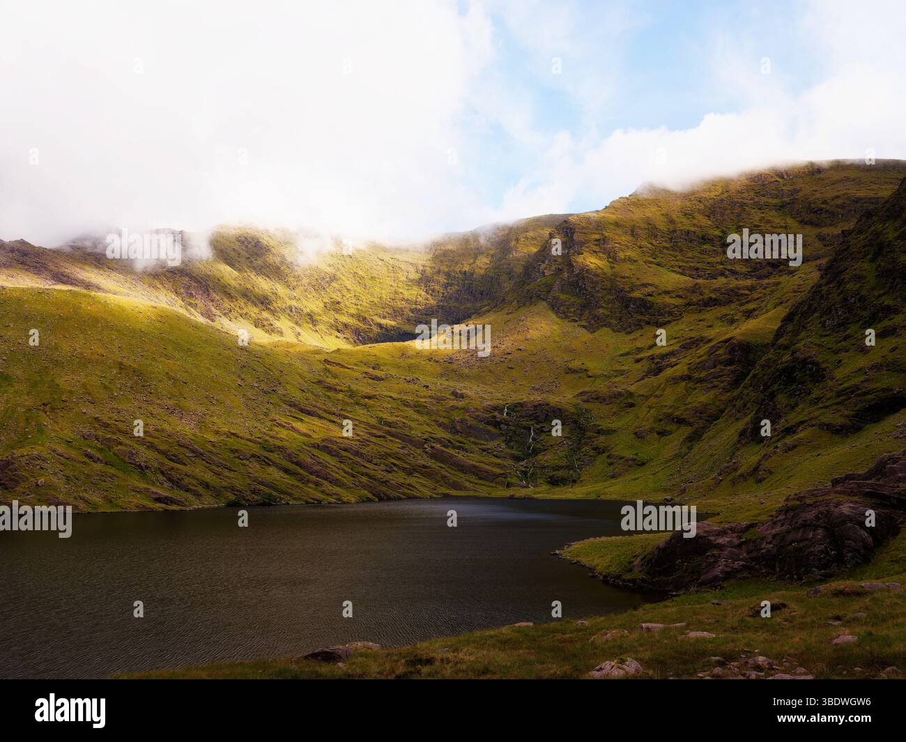 Lough callee landscape displaying calm waters surrounded by vibrant ...