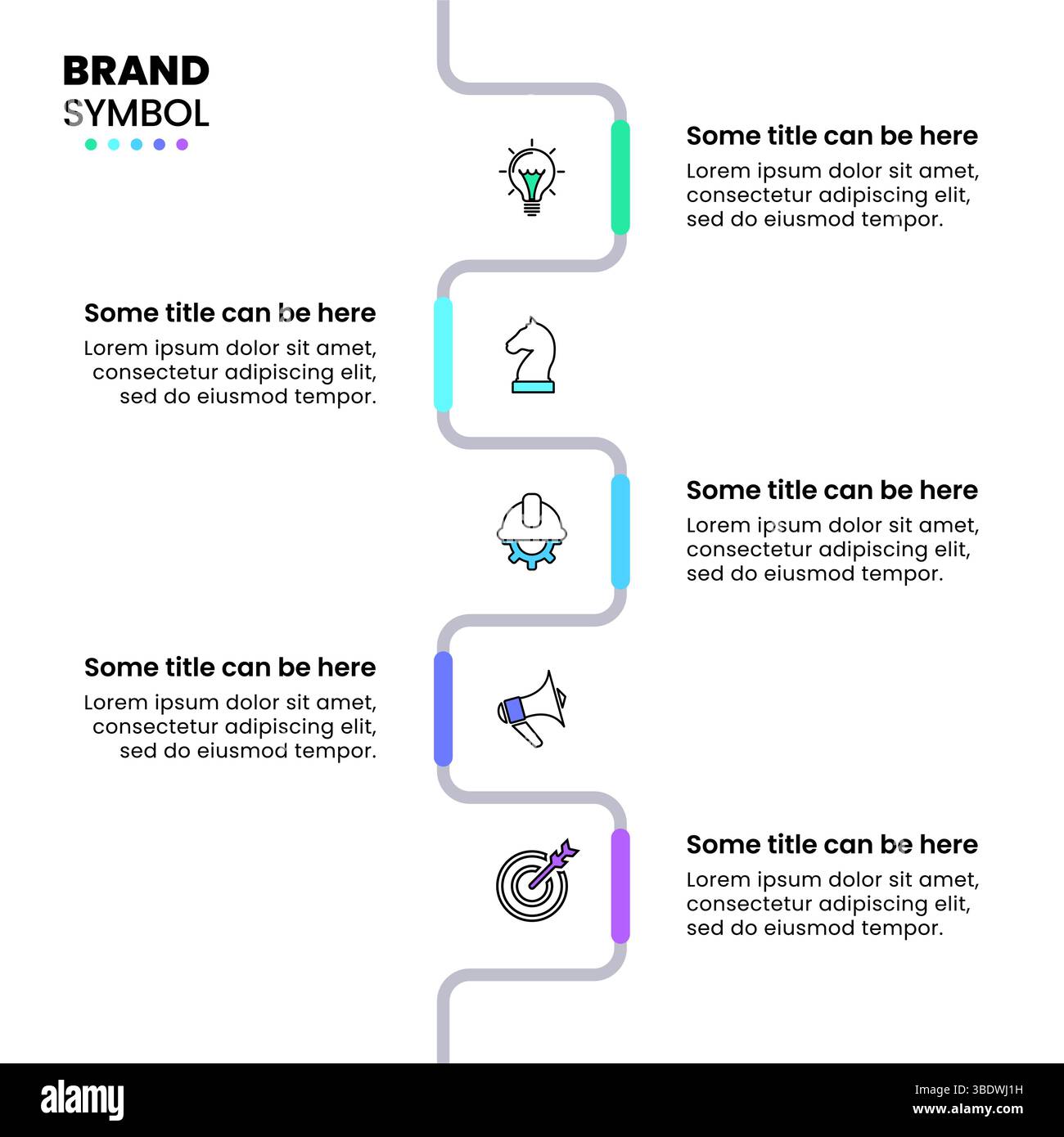 Infographic template with icons and 5 options or steps. Vertical line ...