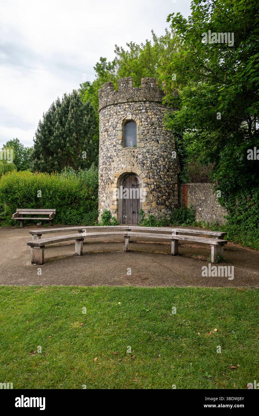 View to old historic tower in Lewes Priory, UK Stock Photo - Alamy