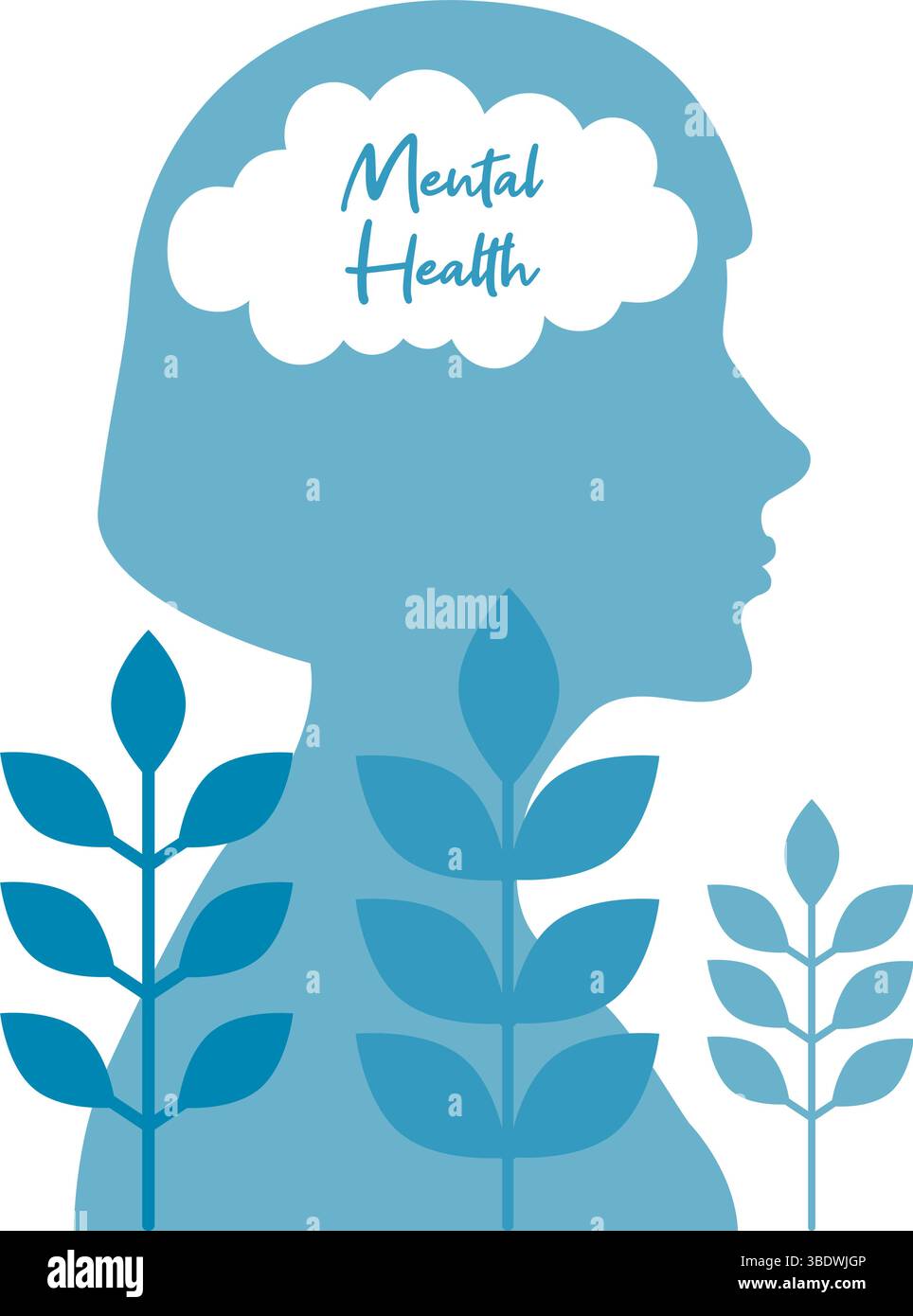 mental health concept womans head vector illustration Stock Vector ...