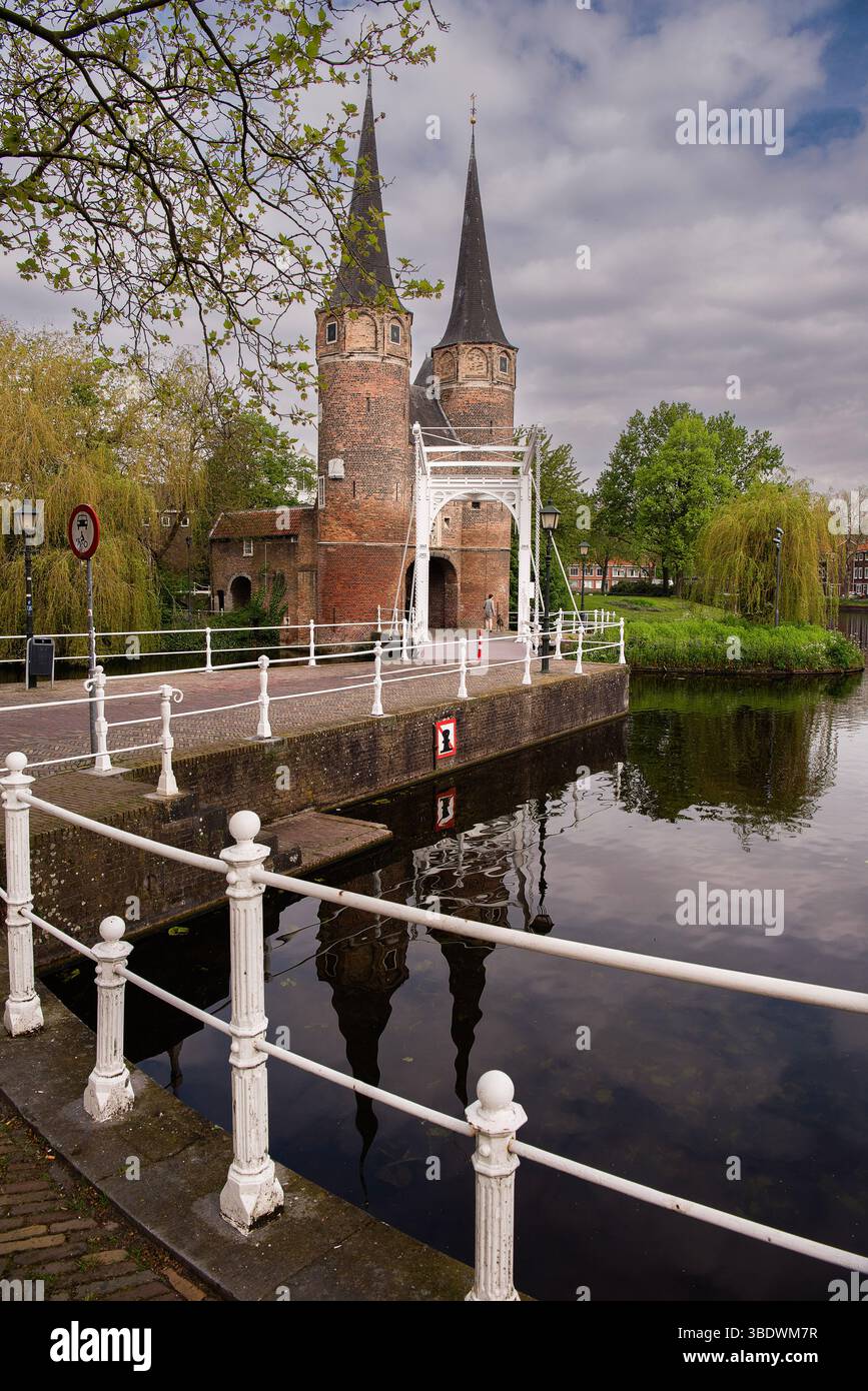 Delft, the Netherlands, May 6, 2023. East gate in Delft. With white ...