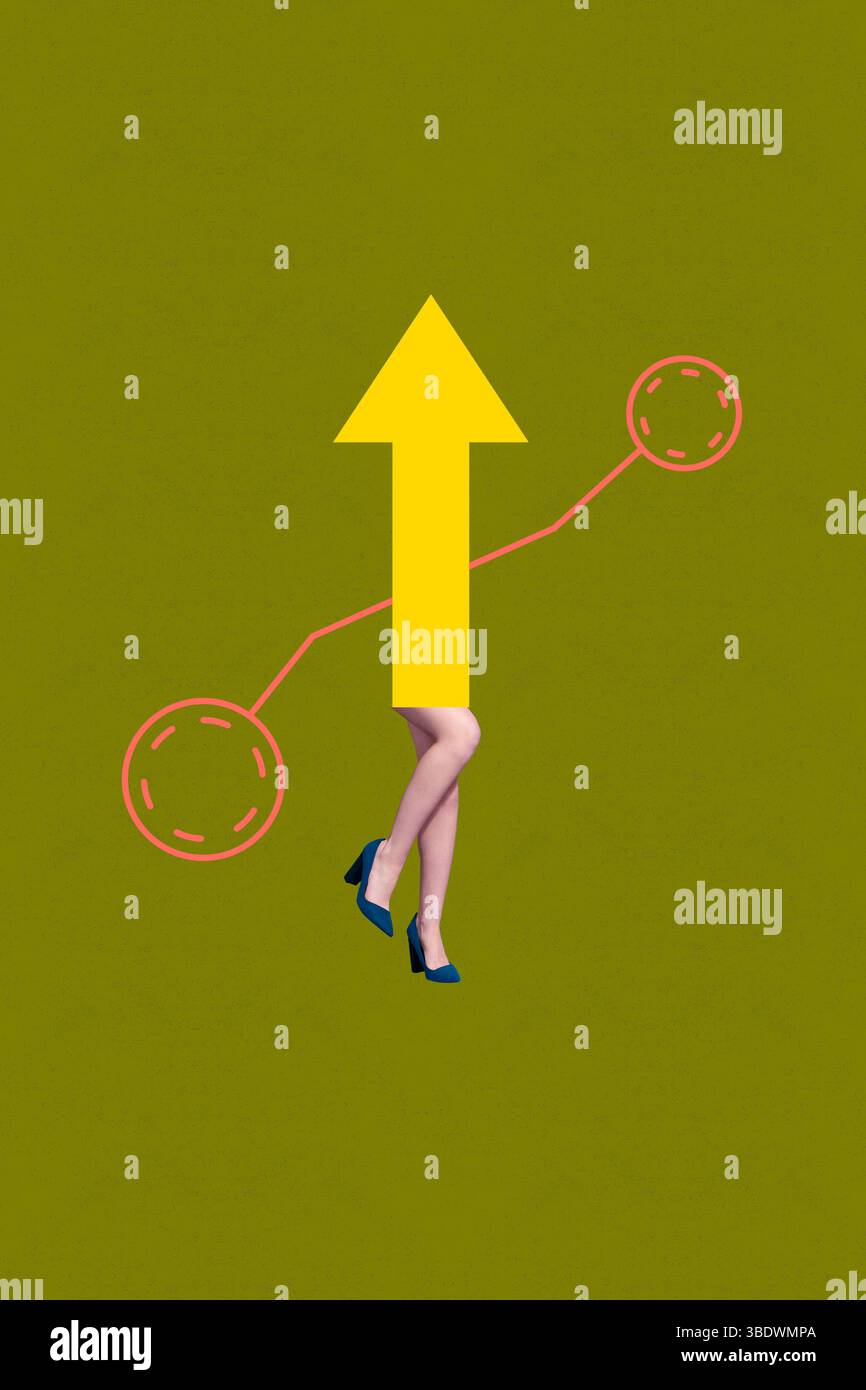 Vertical image trend pop zine photo collage of anonym businesswoman businessman instead body ...