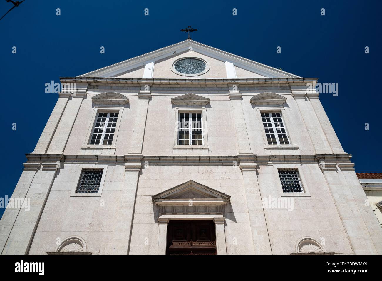 Beautiful view to old historic church building in downtown Lisbon Stock ...