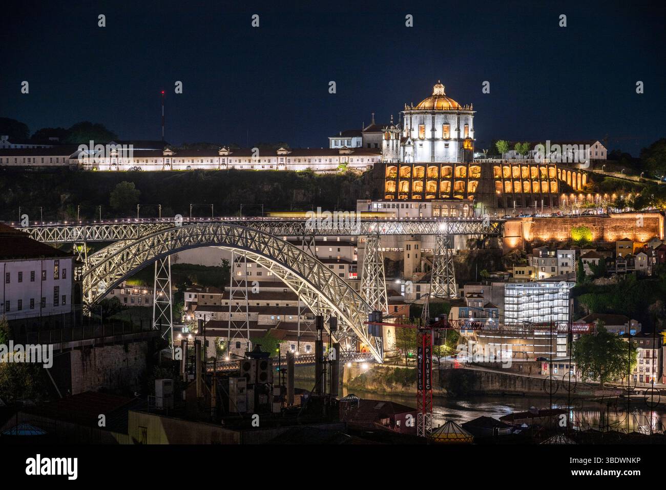 Beautiful view to big metal bridge Luis I in downtown Porto Stock Photo ...
